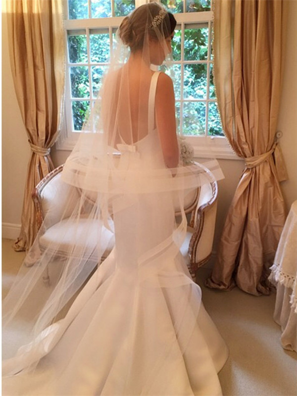 Simple Mermaid V Neck Wedding Dresses 2016 Satin Bridal Gowns on Luulla