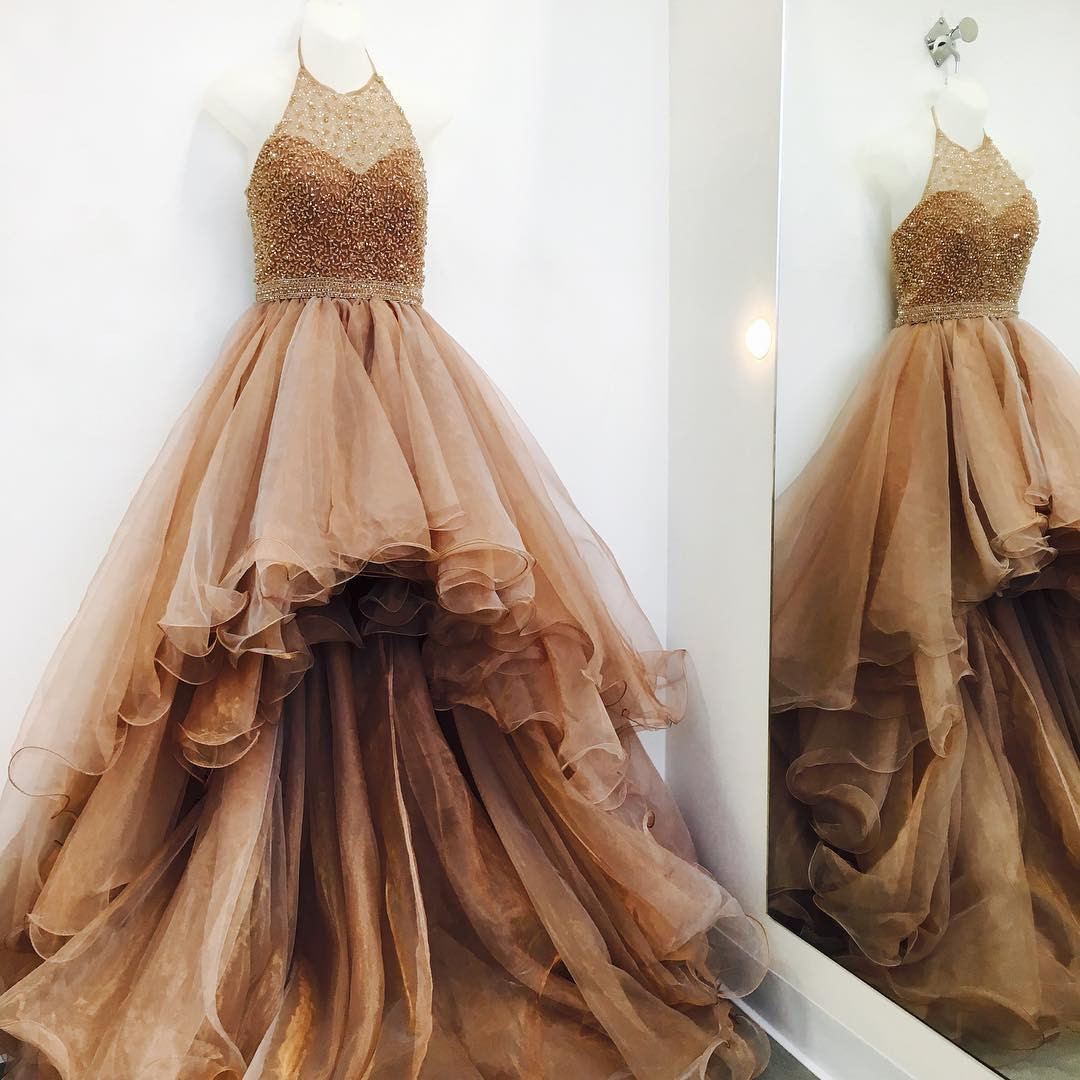 Champagne Prom Dress,high Low Prom Dresses,front Short Long Back Prom ...