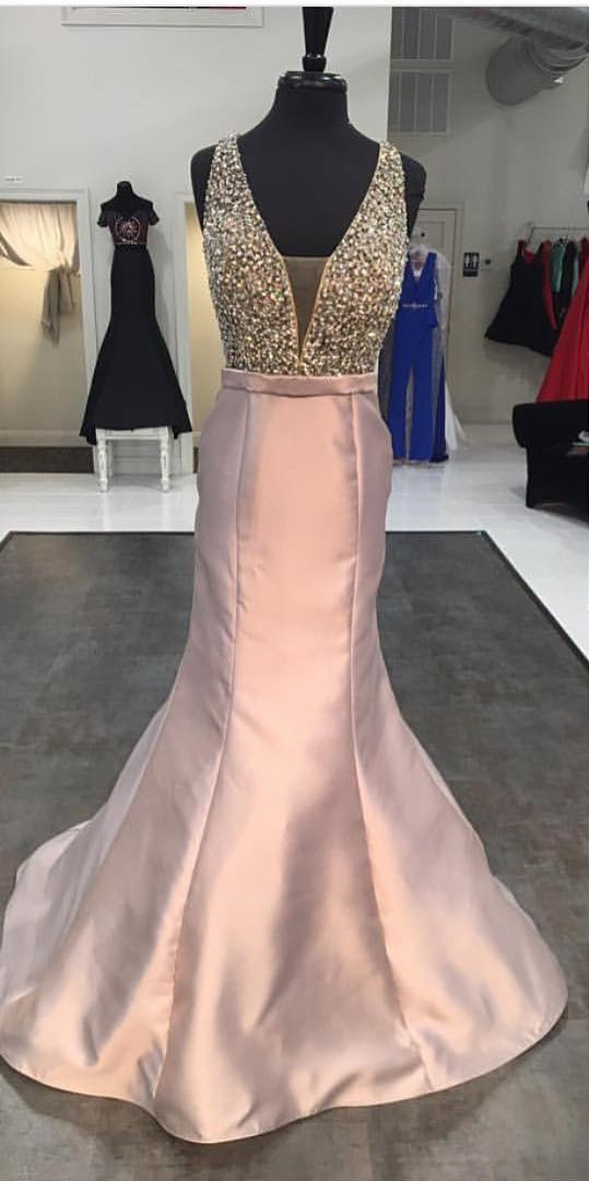 Sexy V Neck Prom Dress,satin Formal Dress,mermaid Prom Dress 2017 ...