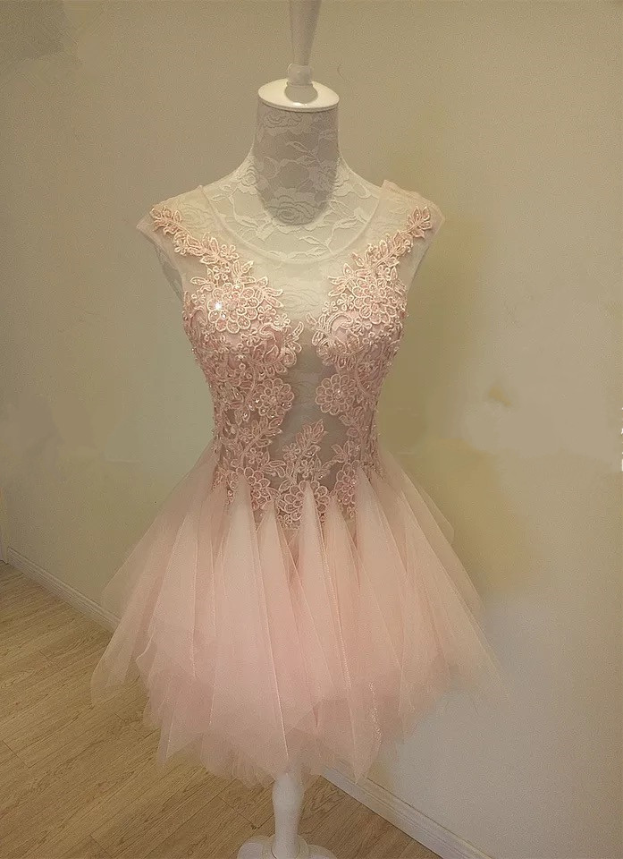 Pink Party Dress,ruffles Dresses,short Prom Dresses,see Through Dress ...