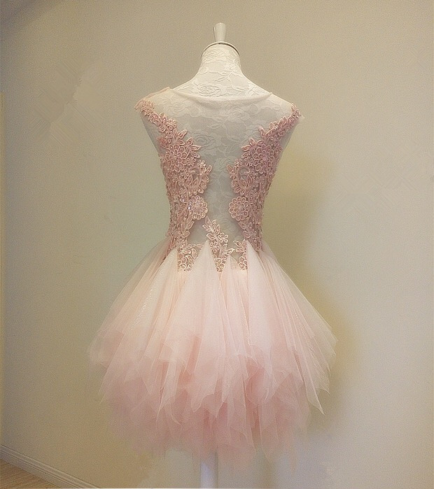 Pink Party Dress,ruffles Dresses,short Prom Dresses,see Through Dress ...