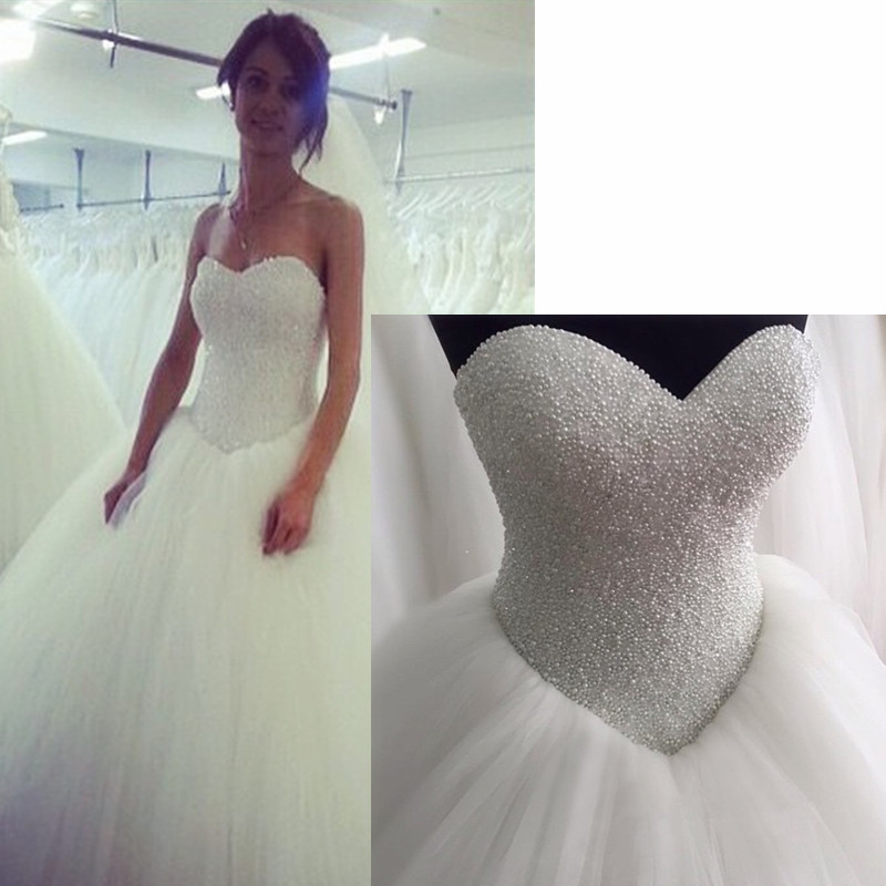Crystal Beaded Sweetheart Bodice Corset Ball Gowns Wedding Dress 2016 ...