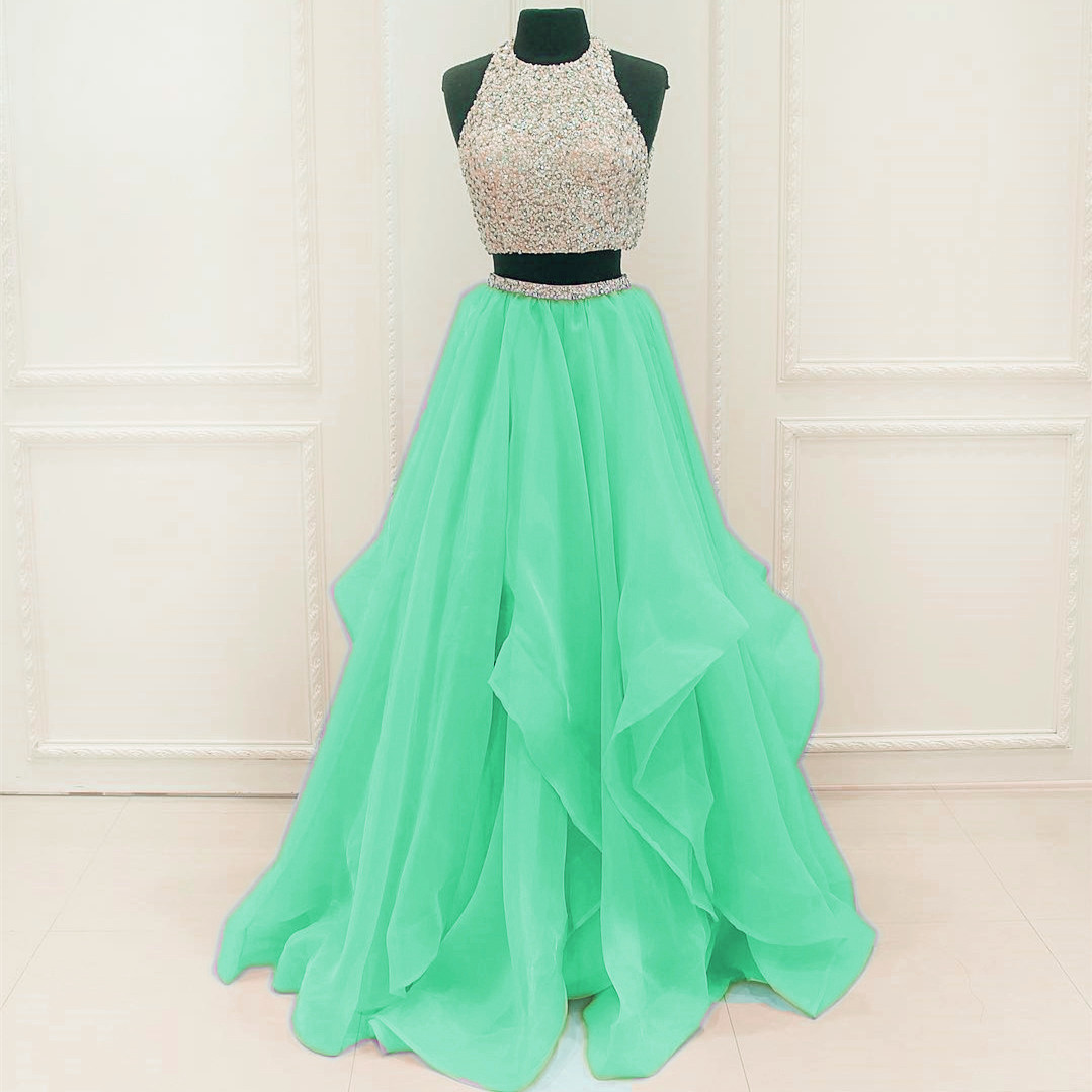 Two Piece Prom Dresses,prom Dresses 2017,ball Gown Dresses,beaded Prom ...